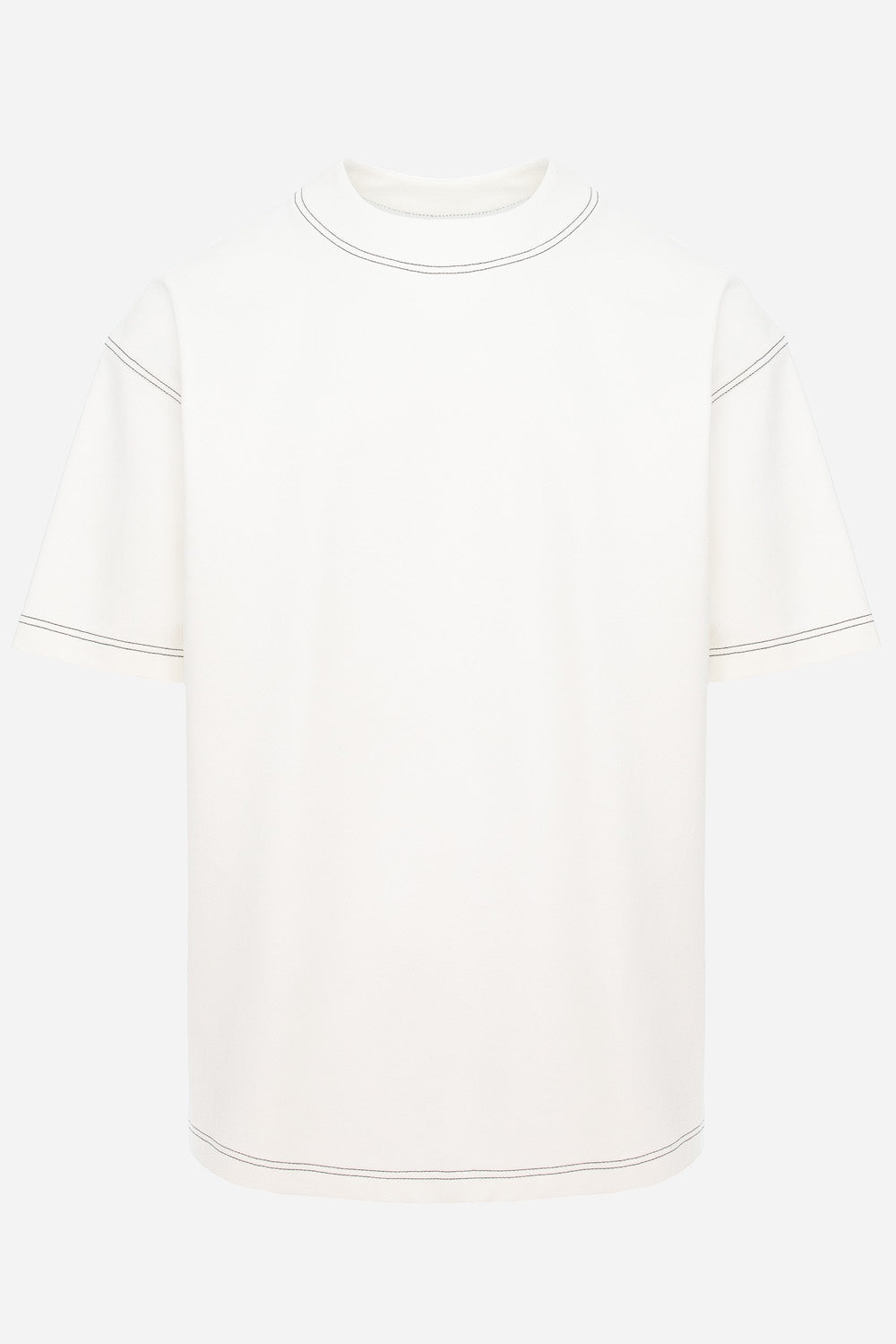 Tricou Off-White cu cusături decorative Khan - Hamza